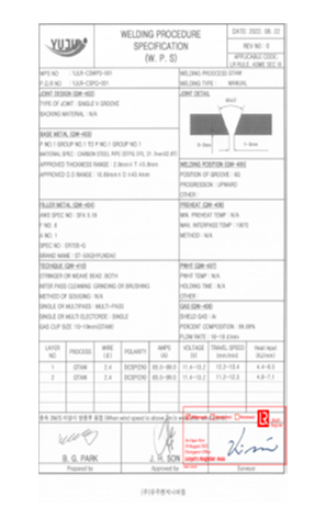 YUJU Engineering - WPS-LR-CARBON-STEEL_01 > Certification