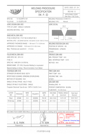 YUJU Engineering - WPS-DNV-SUS_01 > Certification